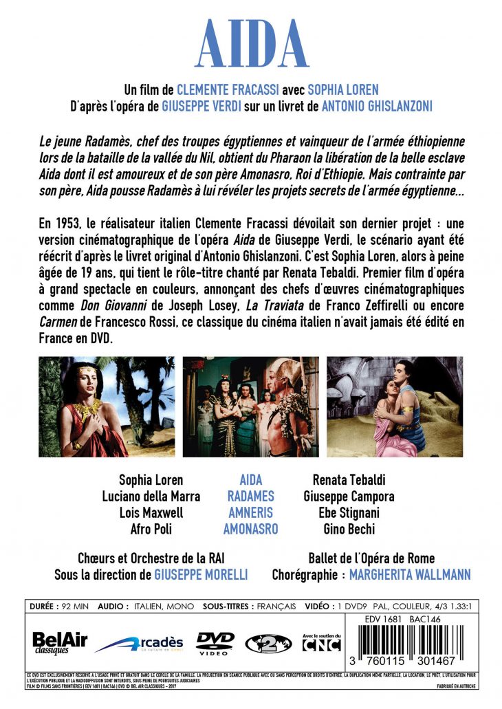 Verdi : Aida (avec Sophia Loren) [DVD] | BelAir Classiques